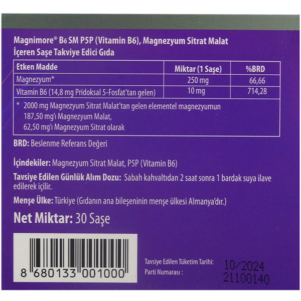 Magnimore B6 SM 30 Saşe | Nar Ecza