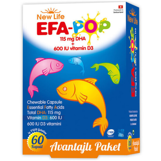 New Life Efa Pop Çiğnenebilir Balık Yağı 60 Kapsül | Narecza